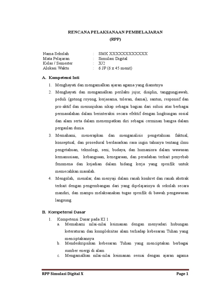 RPP SIMDIG X Genap K 13 Buku Digital | PDF