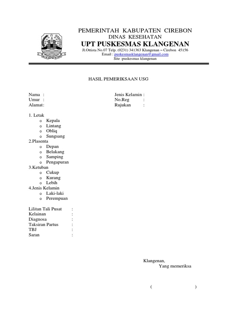 Form Hasil Pemx Usg | PDF