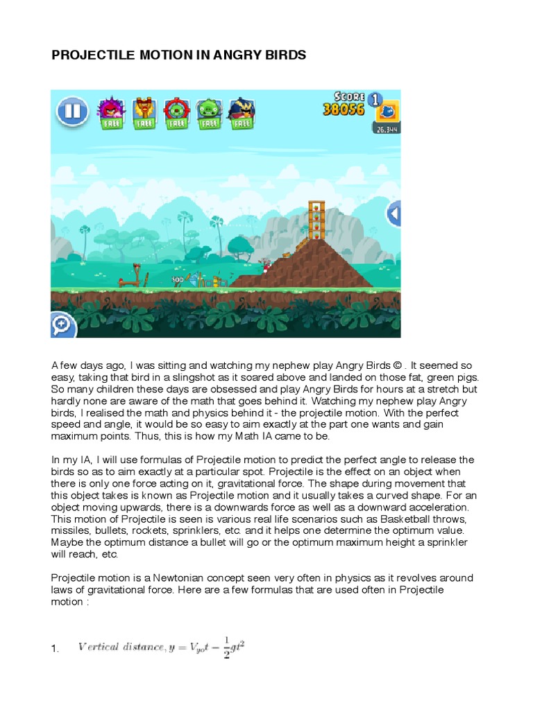 Projectile Motion Angry Birds