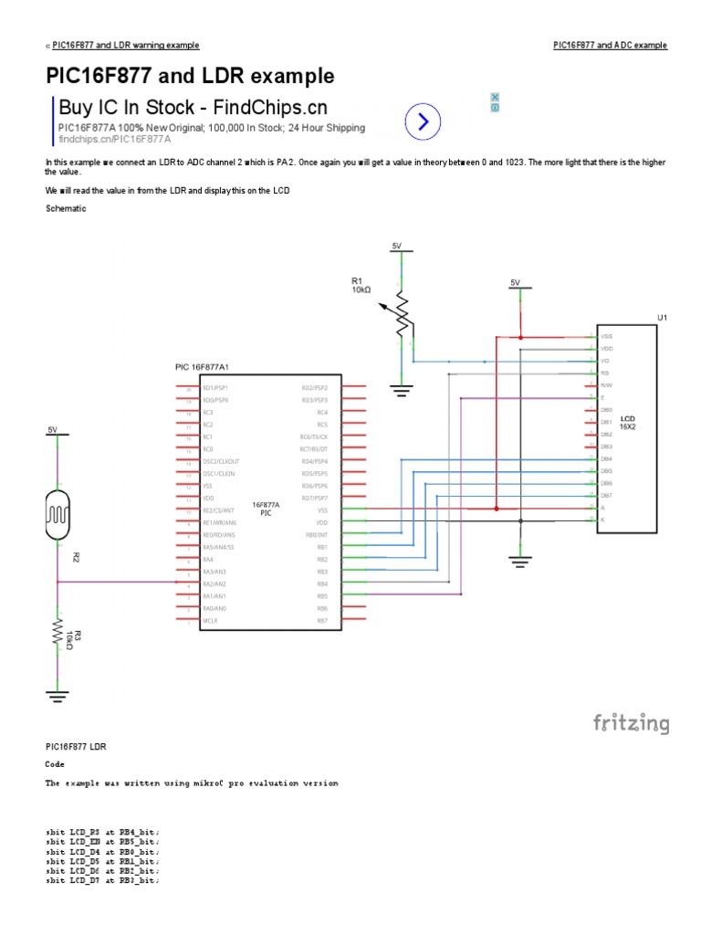 PIC16F877 and LDR Example Get Micros | PDF