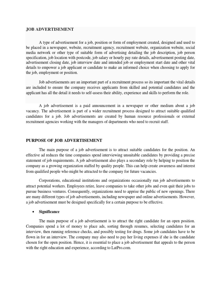The Essentials of Effective Job Advertisements: Crafting Descriptions ...