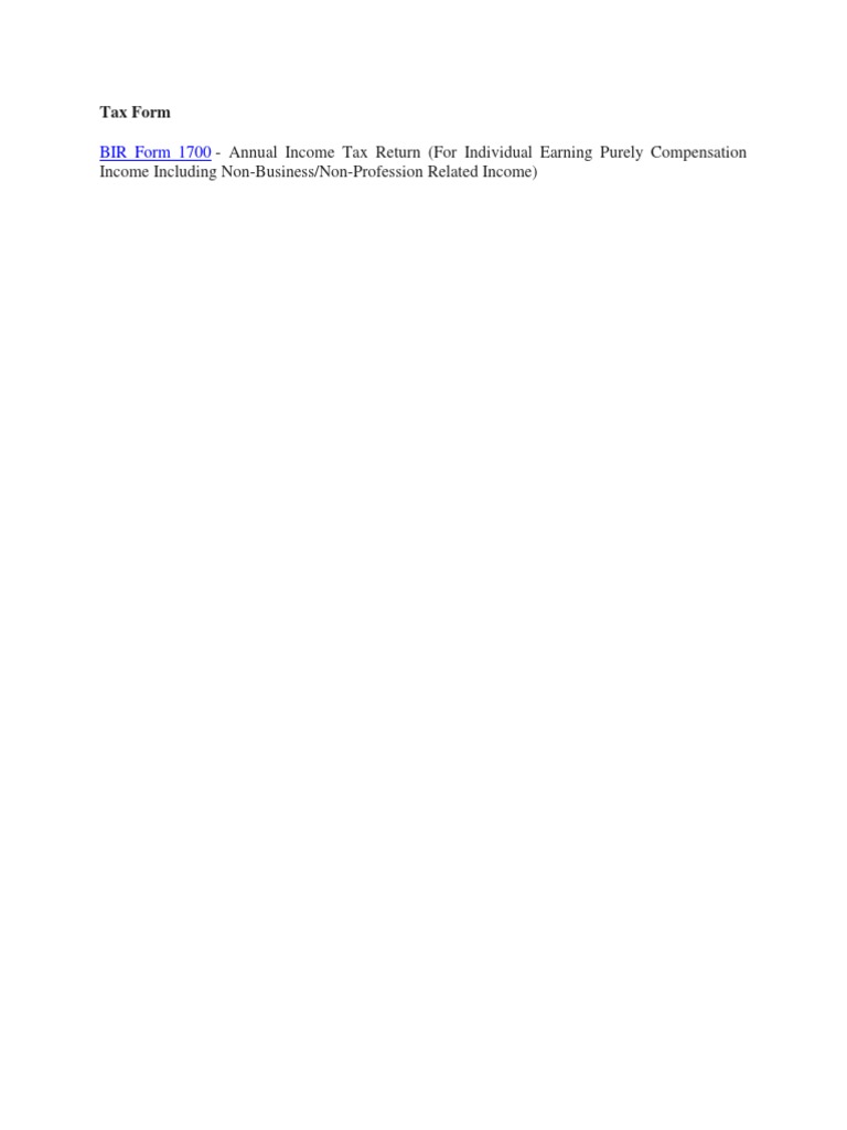 BIR Form 1700: Annual Income Tax Return | PDF
