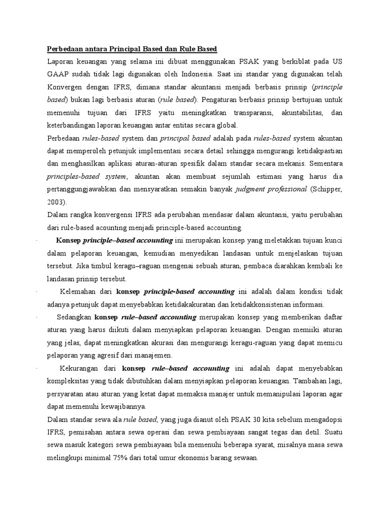 Perbedaan Antara Principal Based Dan Rule Based | PDF