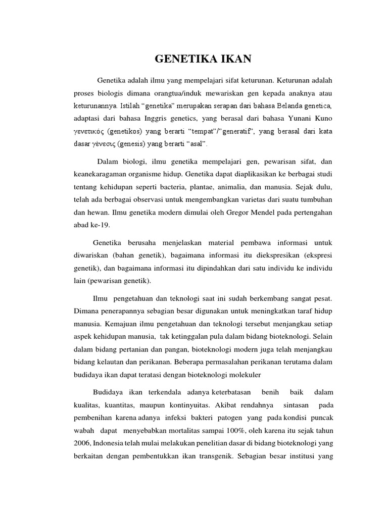 Genetika dan Rekayasa Ikan Transgenik | PDF | Sains & Matematika