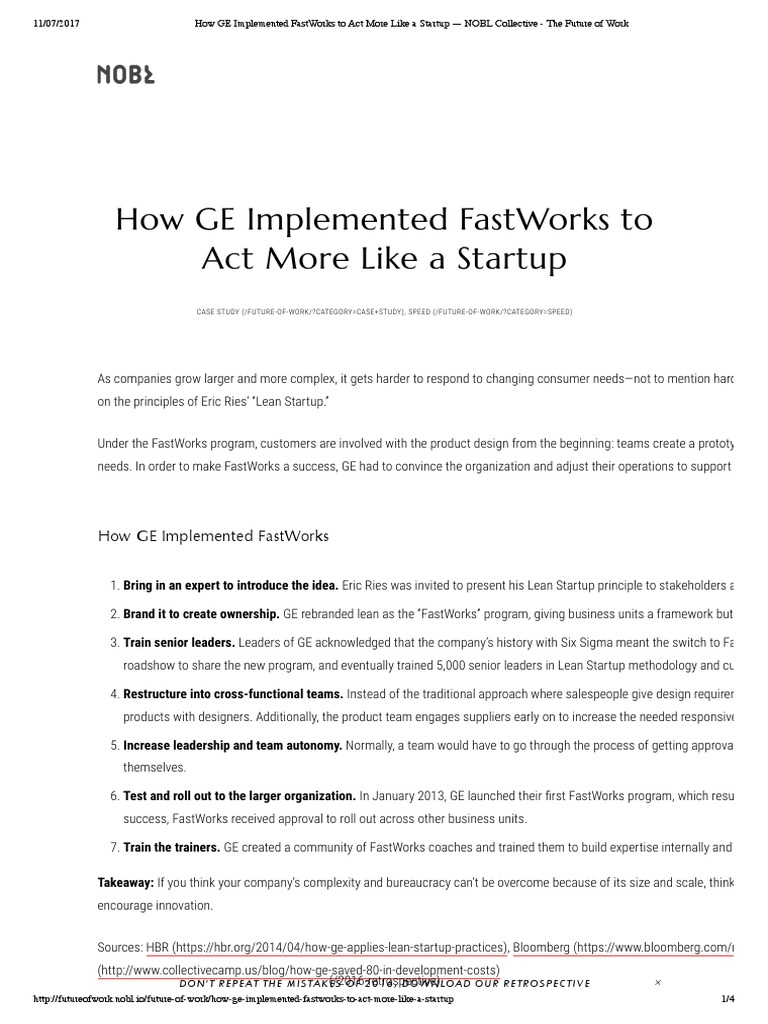 How GE Implemented FastWorks To Act More Like A Startup - NOBL ...
