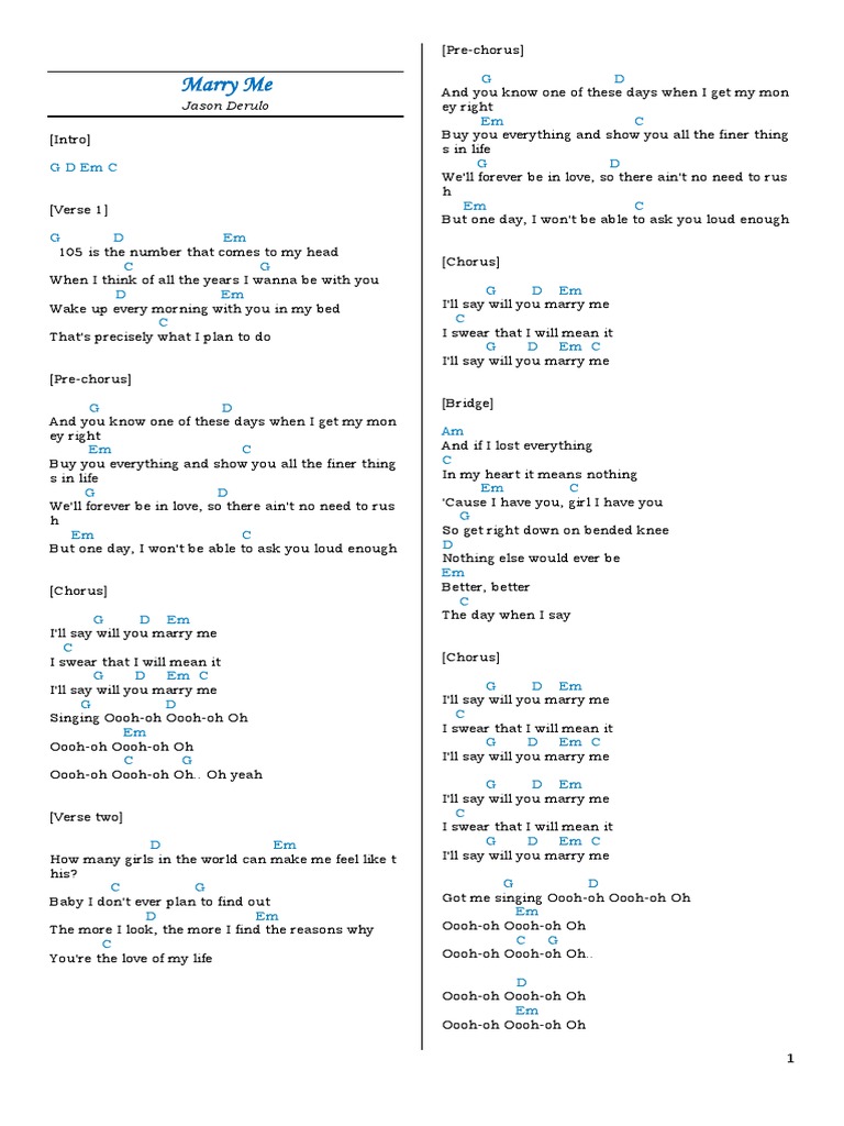 Marry Me | PDF | Song Structure | Musical Forms