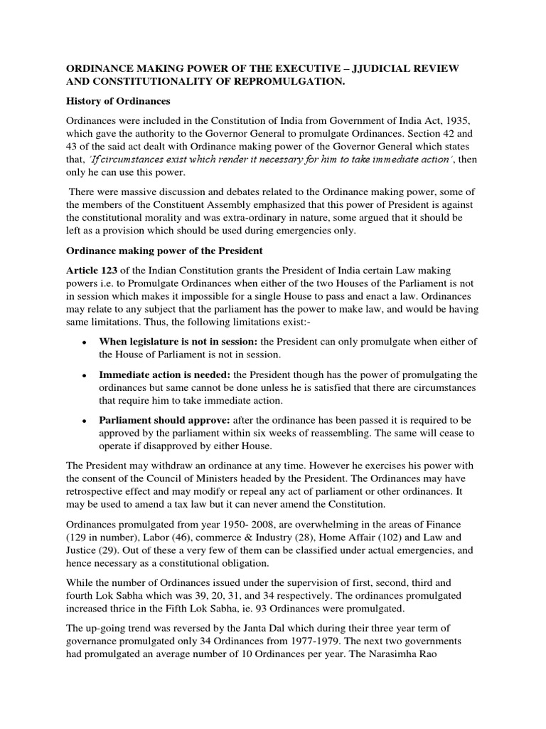 Ordinance Making Power of The Executive | PDF | Supreme Court Of India ...