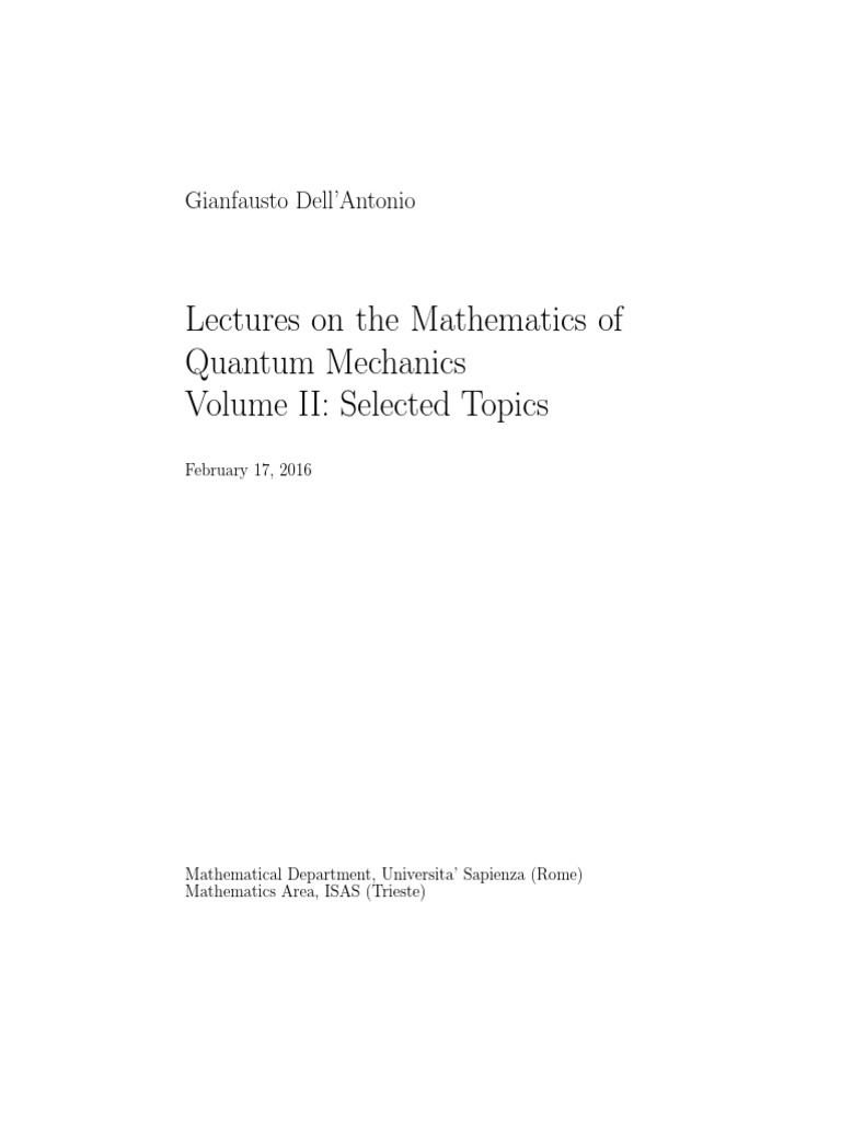 Mathematics of Quantum Mechanics II | PDF | Stochastic Process ...