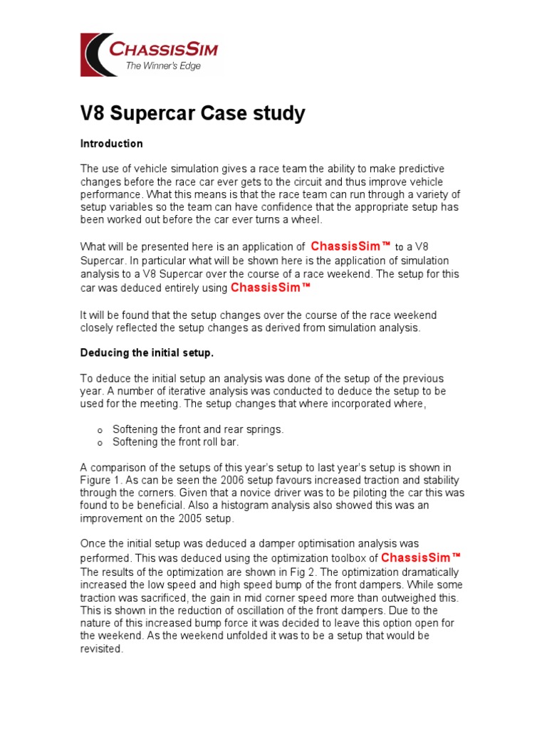 V8 Supercar Case Study | PDF | Simulation | Mathematical Optimization