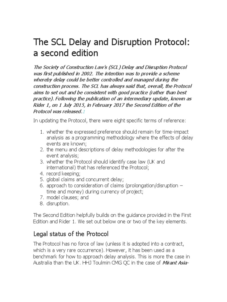 The SCL Delay and Disruption Protocol | PDF | Treaty | Risk