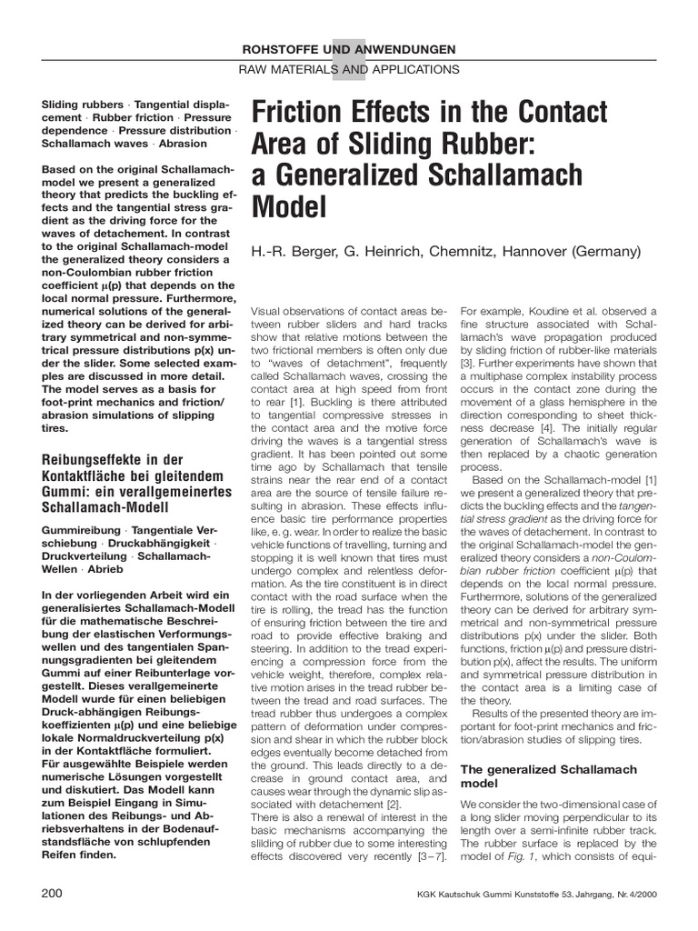 Schallmach Model of Tire Brief | PDF | Friction | Force