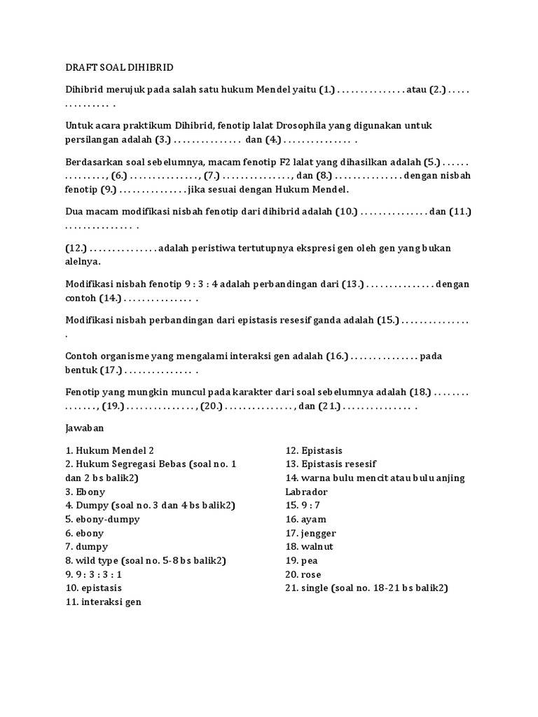 Draft Soal Dihibrid | PDF