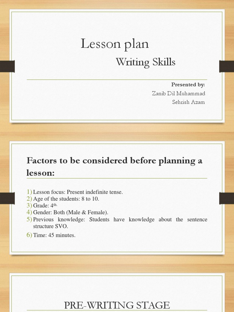 Lesson Plan: Writing Skills | PDF | English Language | Grammatical Tense