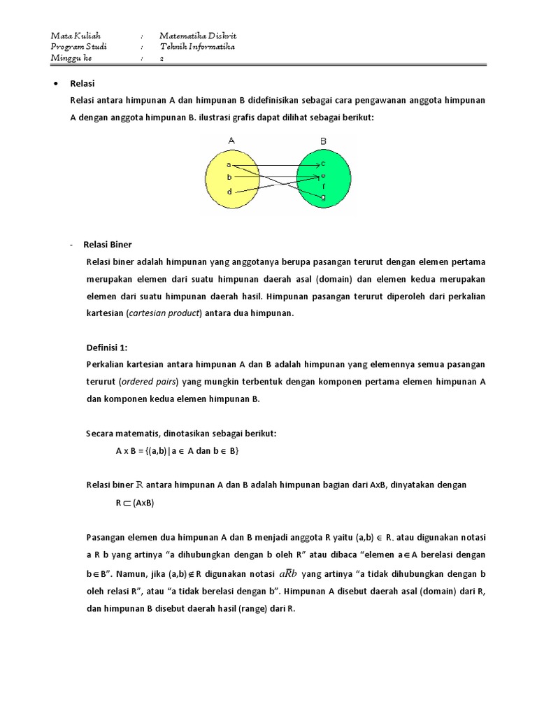 Relasi Biner dan Perkalian Kartesian | PDF