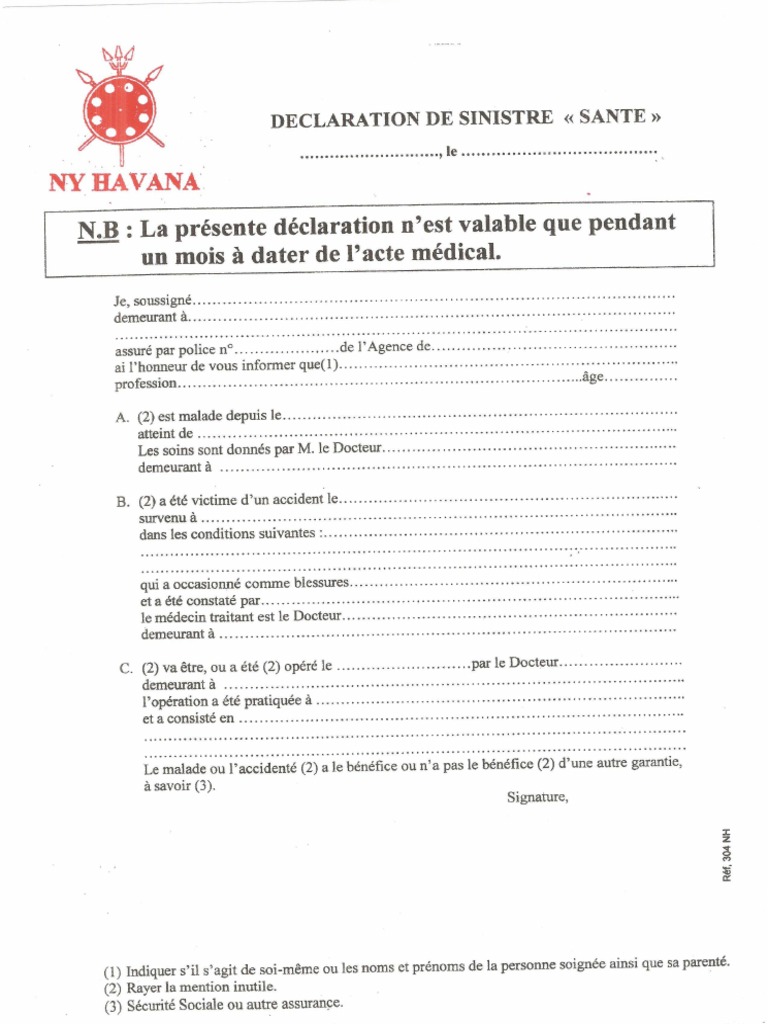 Fiche Declaration Sinistre-Ny Havana | PDF