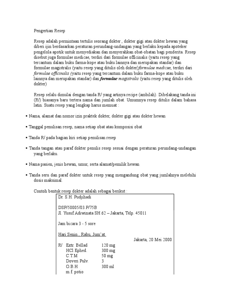 Pengertian Resep | PDF