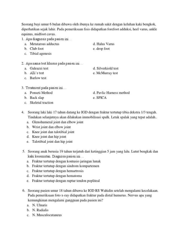 Soal Dari Koas Orto Okt 17 | PDF | Ilmu Sosial | Kesehatan Holistik