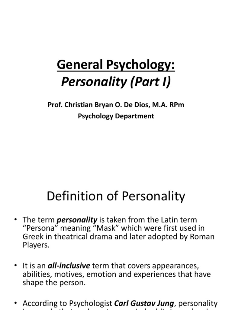 General Psychology:: Personality (Part I) | PDF | Defence Mechanisms ...