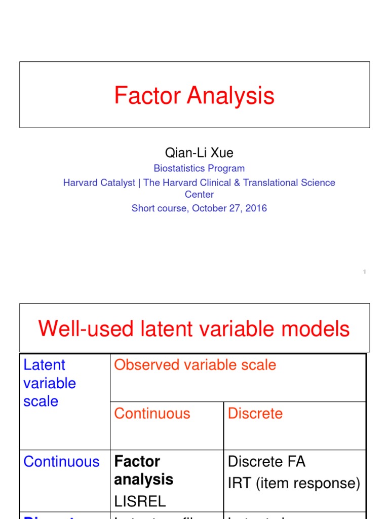 Harvard Lecture Series Session 4 - Factor Analysis | PDF | Factor ...