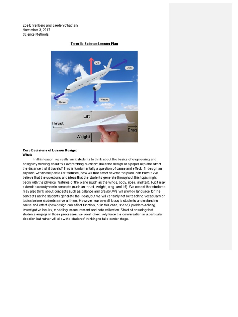 Term III: Science Lesson Plan | PDF | Airplane | Thought