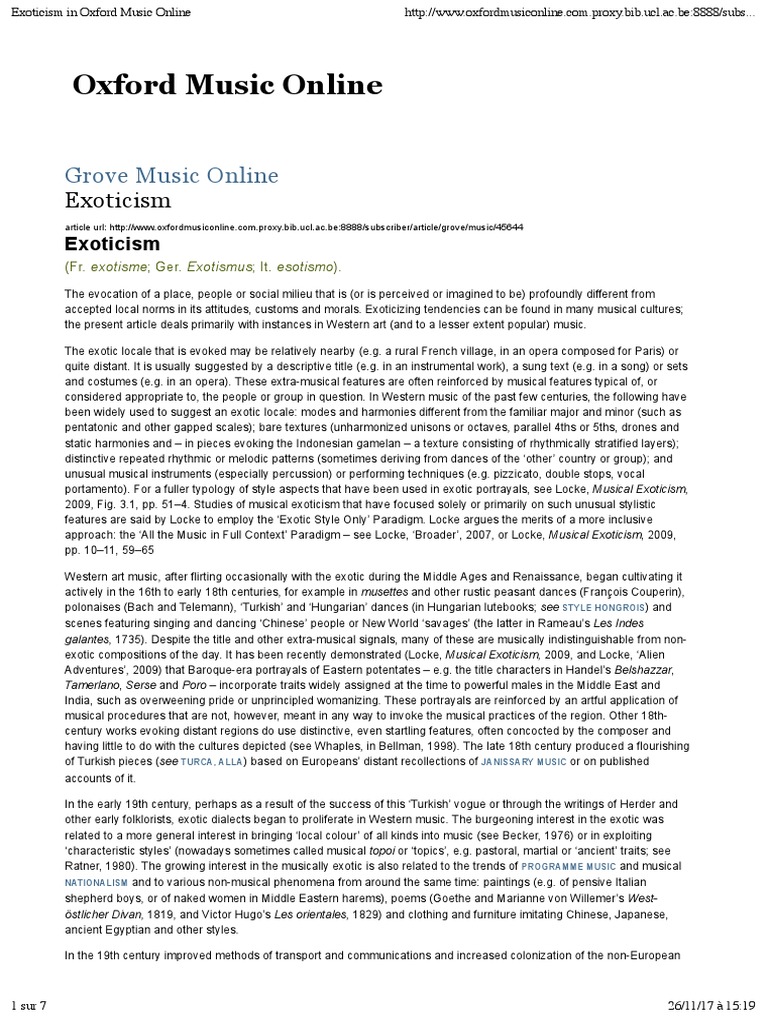 Exoticism in Oxford Music Online PDF | PDF | Opera | Harmony