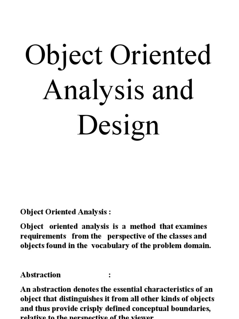 Object Oriented Analysis And Design Pdf Class Computer Programming Object Computer Science