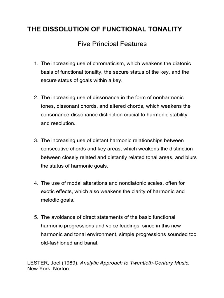 The Dissolution of Functional Tonality | PDF