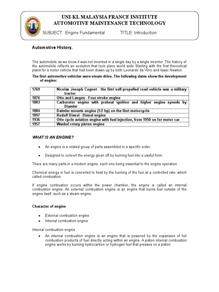 Engine Fundamental Introduction | PDF | Steam Engine | Internal ...