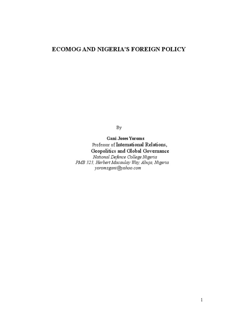 Ecomog and Nigeria - 1 | PDF | Nigeria | Peacekeeping