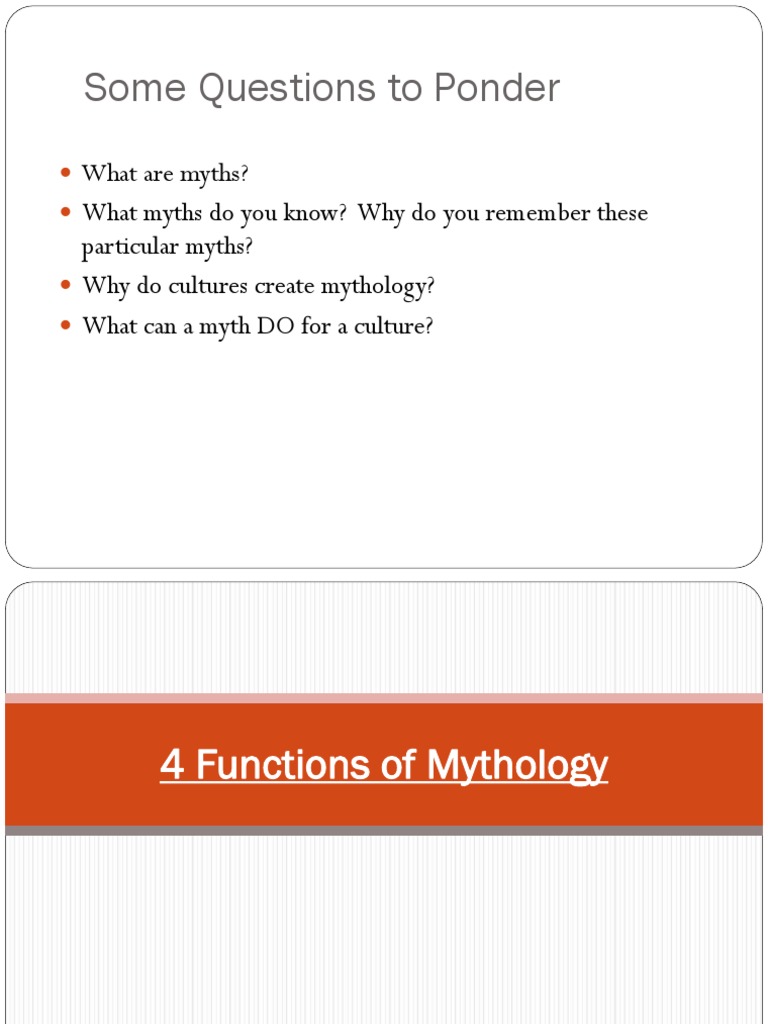 Four Functions of Mythology Explained | PDF