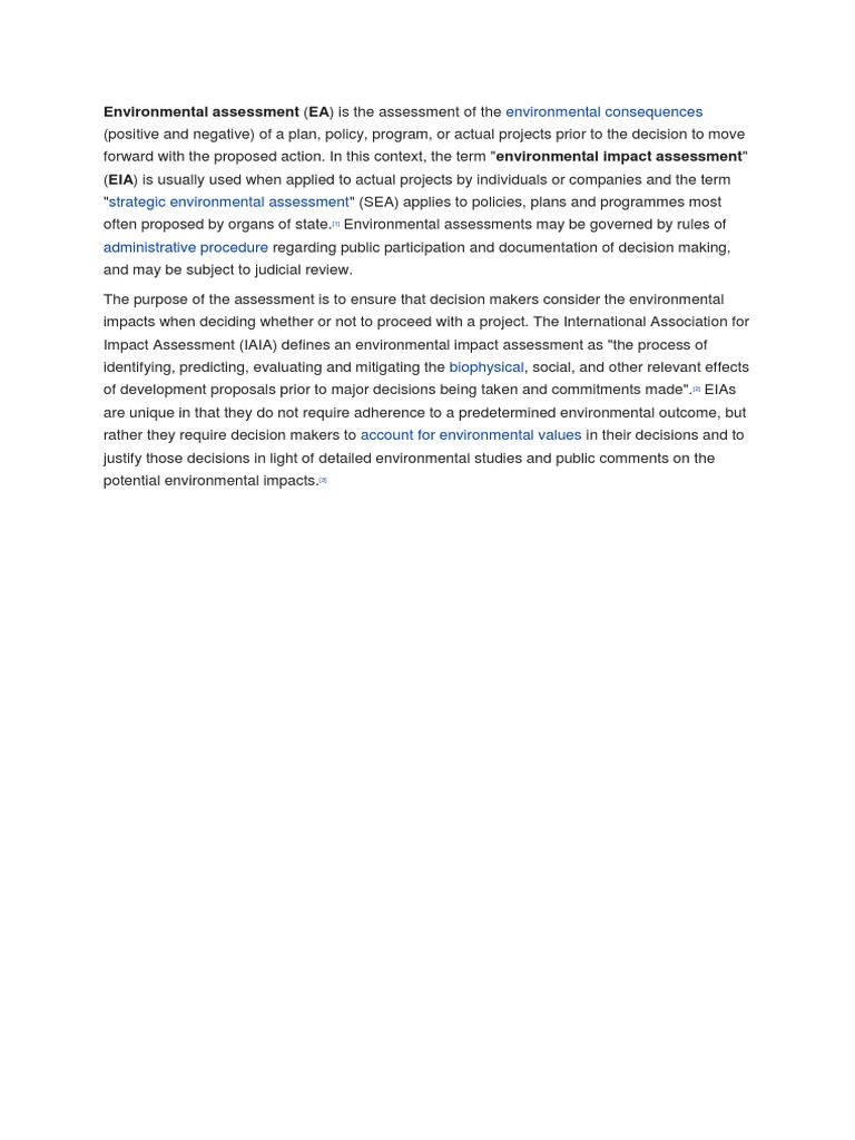 Understanding Environmental Assessments | PDF