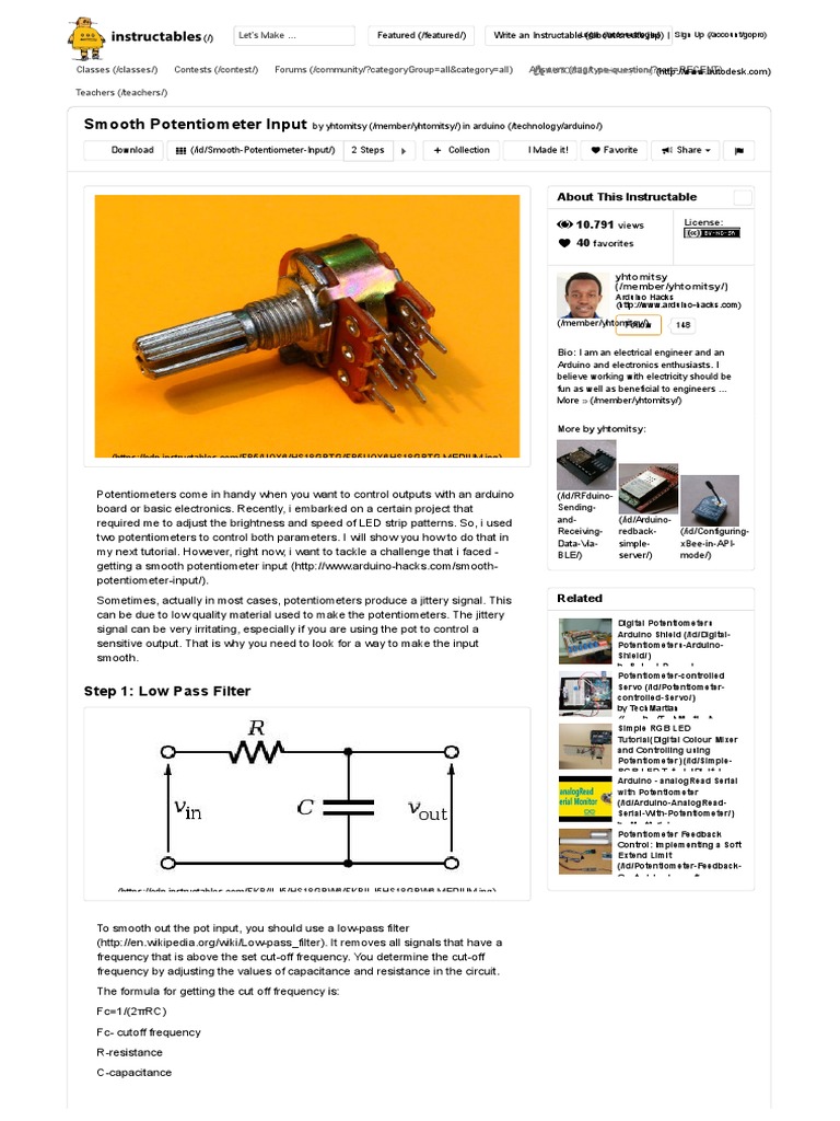 Smooth Potentiometer Input | PDF | Low Pass Filter | Electronic Filter