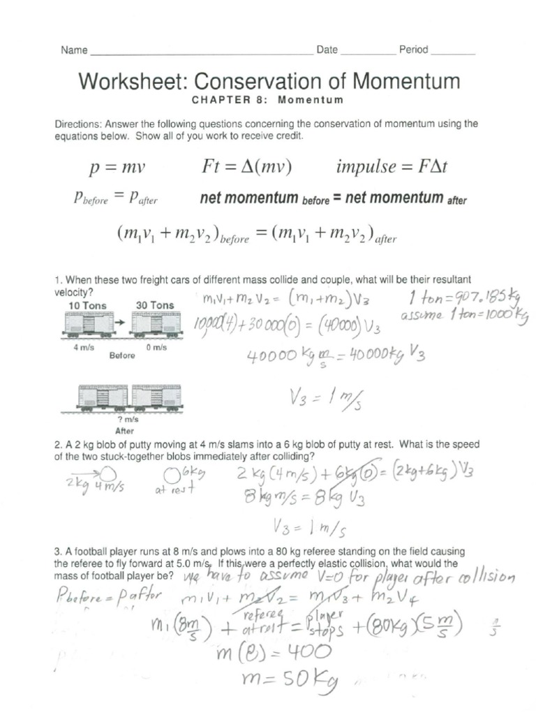 Conservation of Momentum Questions and Answers | PDF