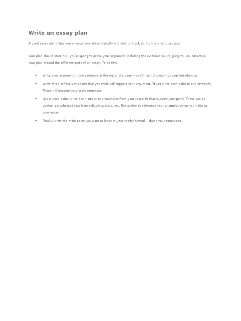 Write An Essay Plan | PDF