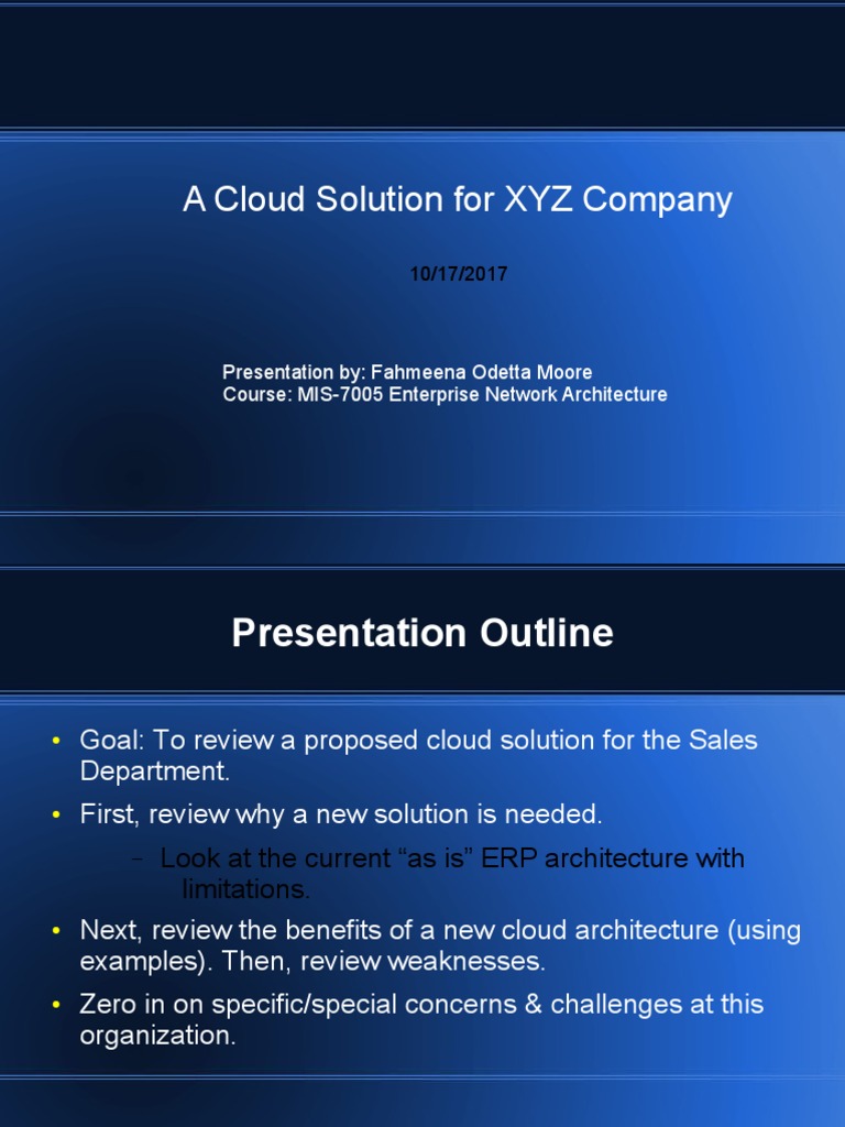 A Cloud Solution For XYZ Company PDF | PDF | Cloud Computing | Enterprise Resource Planning