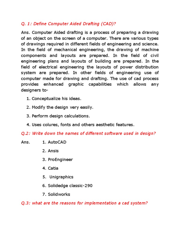Cad Notes | PDF | Computer Aided Design | Technical Drawing
