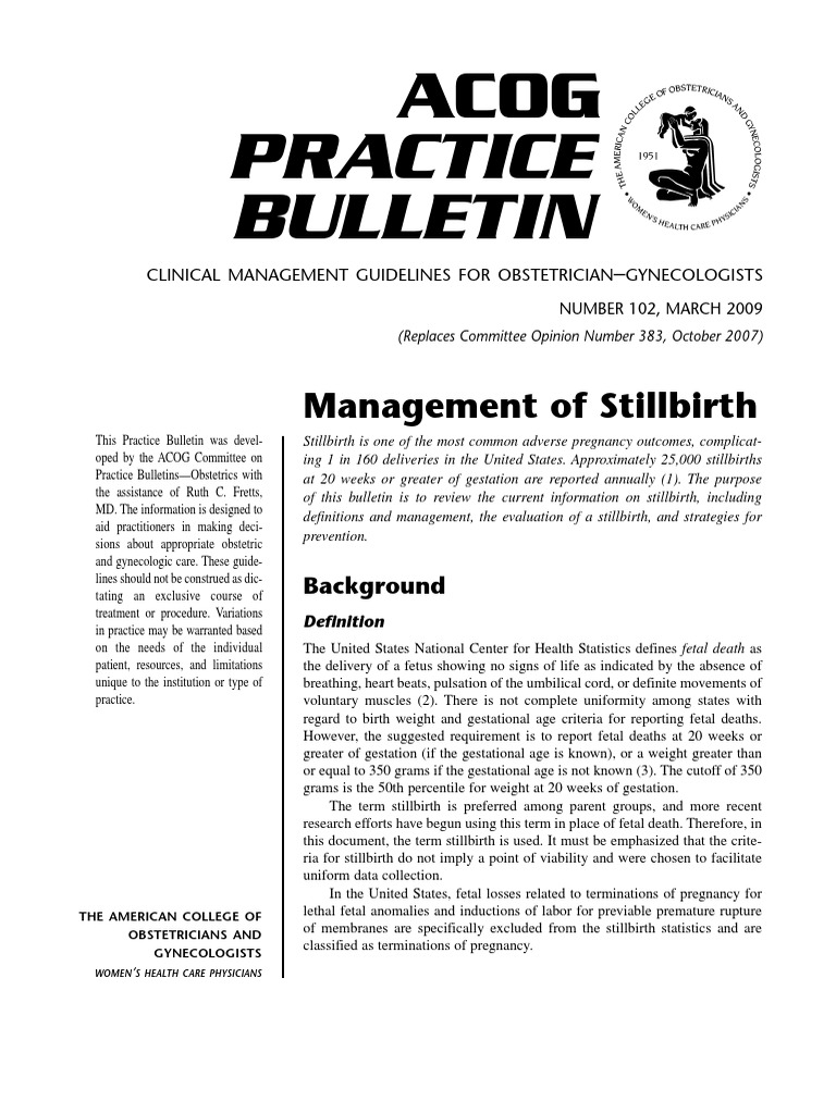 ACOG Management of Stillbirth[1].pdf | Fetus | Prenatal Development
