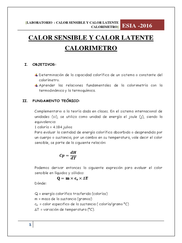 Calor Sensible y Calor Latente | PDF | Calor | Capacidad calorífica