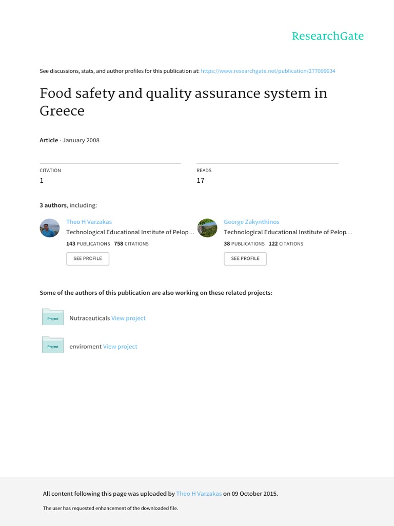 Food Safety and Quality Assurance System in Greece | PDF | Food ...