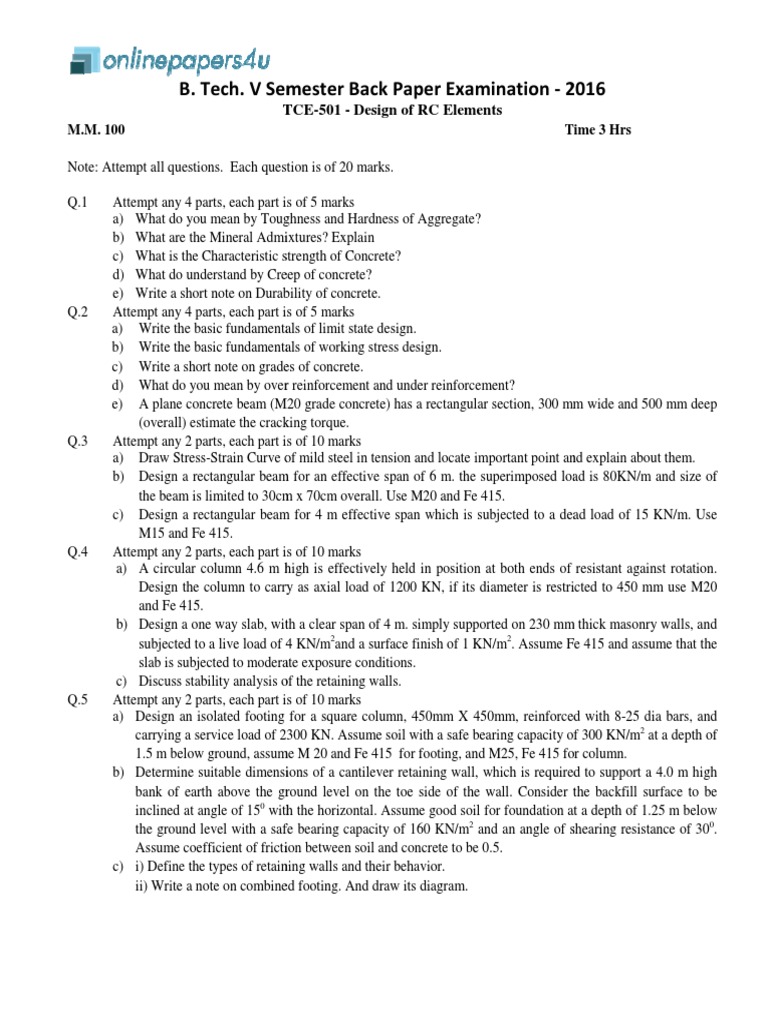 Design of RC Elements | PDF | Concrete | Applied And Interdisciplinary ...
