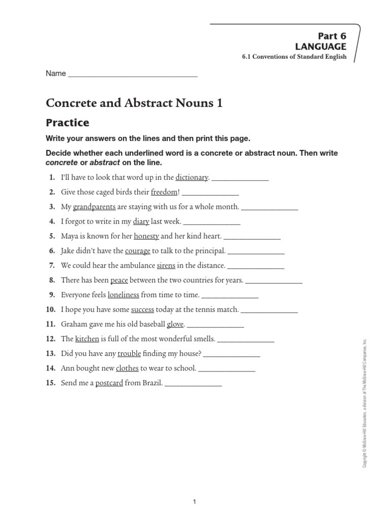 Concrete and Abstract Nouns Guide | PDF | Semiotics | Languages