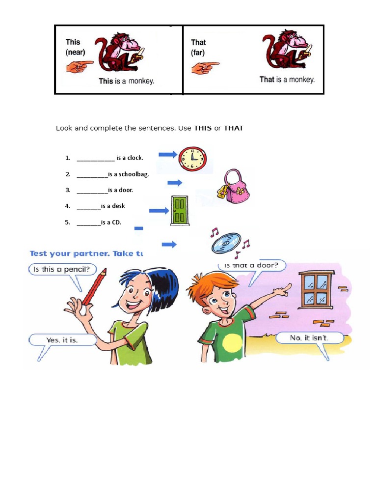 Look and Complete The Sentences. Use THIS or THAT | PDF