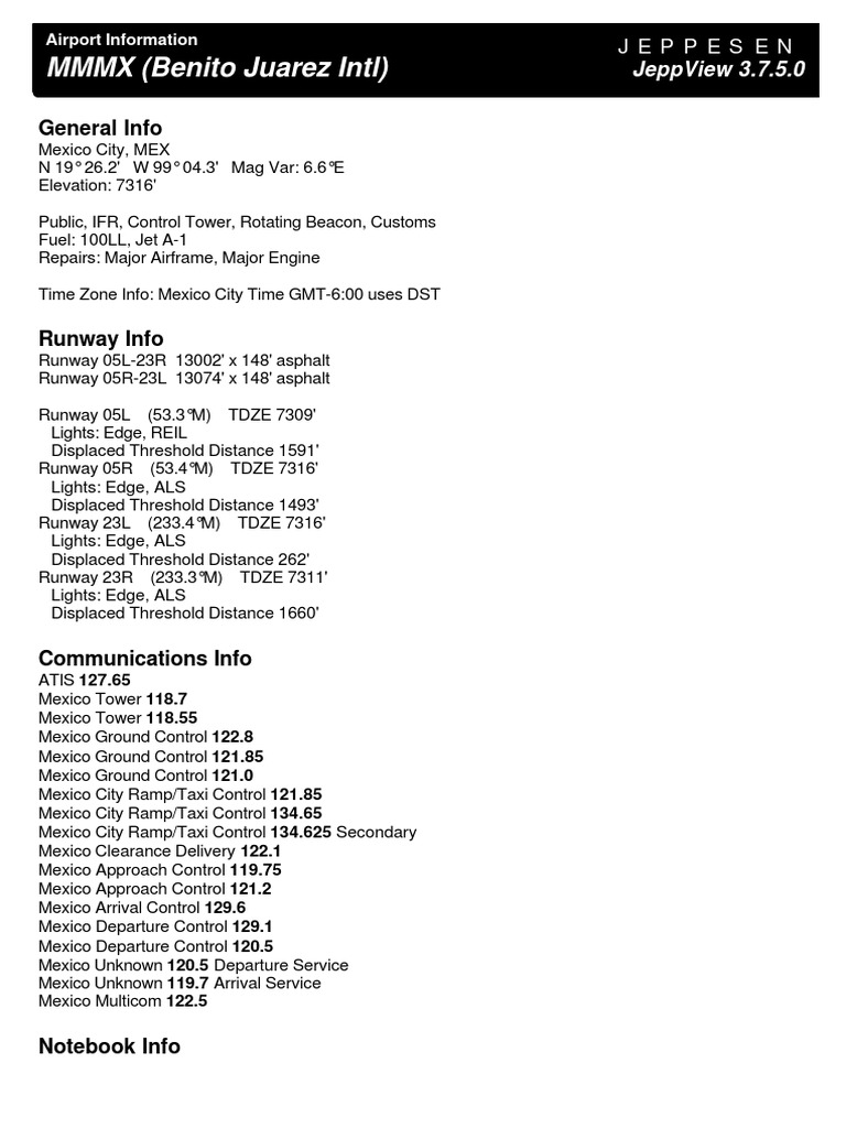 MMMX Airport Charts Overview | PDF | Air Traffic Control | Runway