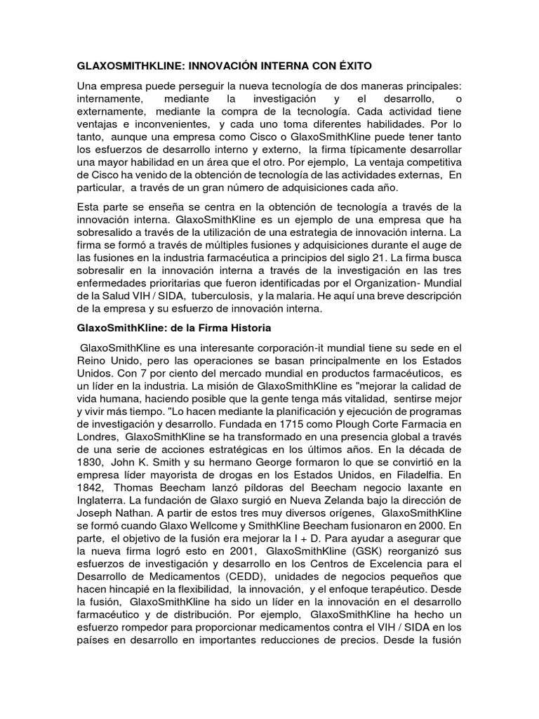 Glaxo Smith Kline | PDF | Glaxo Smith Kline | Industria farmacéutica