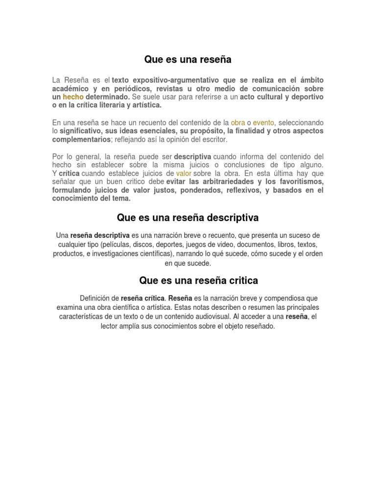 Que Es Una Reseña | PDF | Crítica literaria | Narrativa