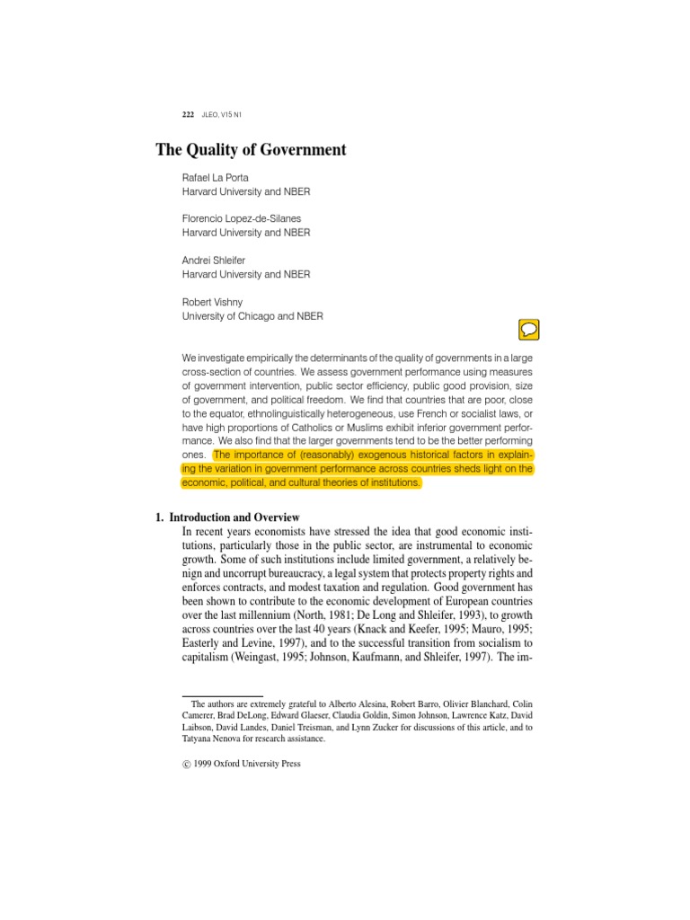 Determinants of Government Quality | PDF | Taxes | Forms Of Government