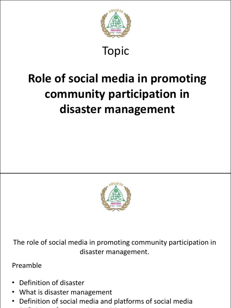 Topic: Role of Social Media in Promoting Community Participation in ...