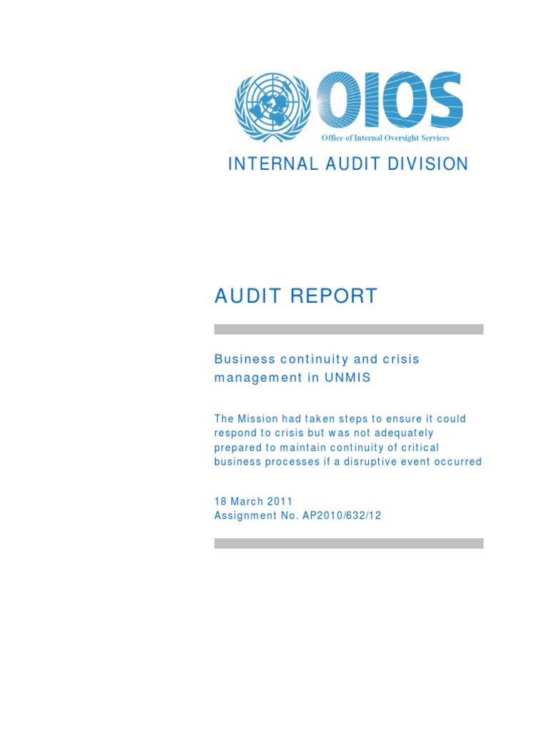 BCM Audit Report | PDF | Disaster Recovery | Internal Audit