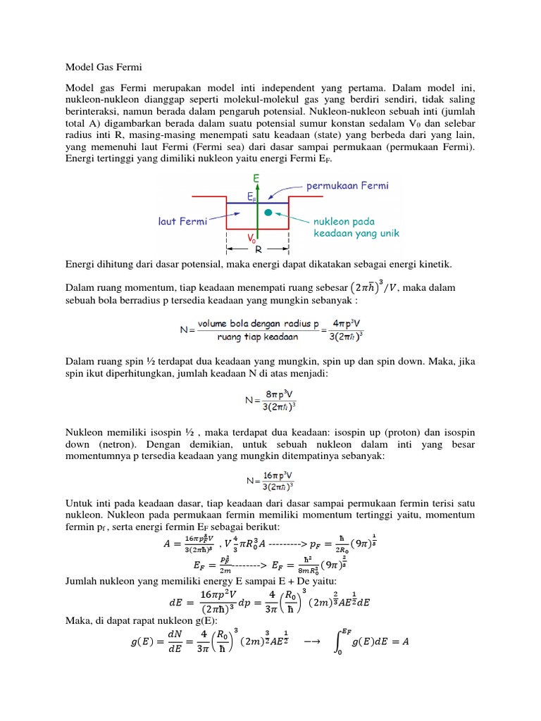 Model Gas Fermi dan Energi Nukleon | PDF | Metode & Bahan Ajar