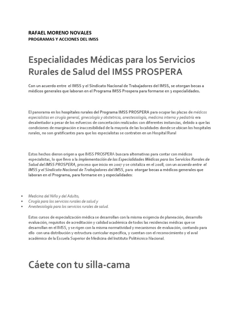 Programas de Salud Del Imss: Rafael Moreno Novales | PDF | Hospital ...